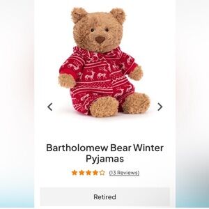 Jellycat | Toys | Retired Nwt Jellycat Bartholomew Bear Winter Pyjamas ...